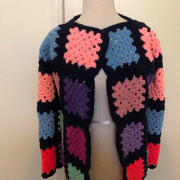 Handmade | Sweaters | Colorful Crochet Patchwork Cardigan Sweater ...